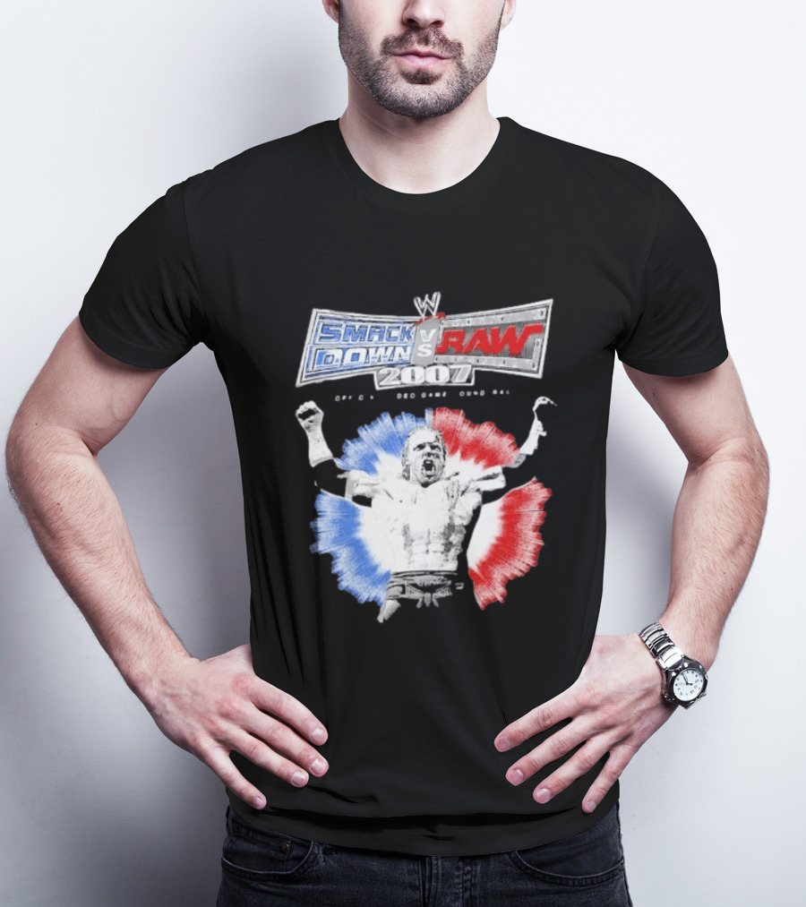 WWE SmackDown Vs Raw 2007 Video Game Soundtrack Fighter Triumph In Blue And Red T-Shirt