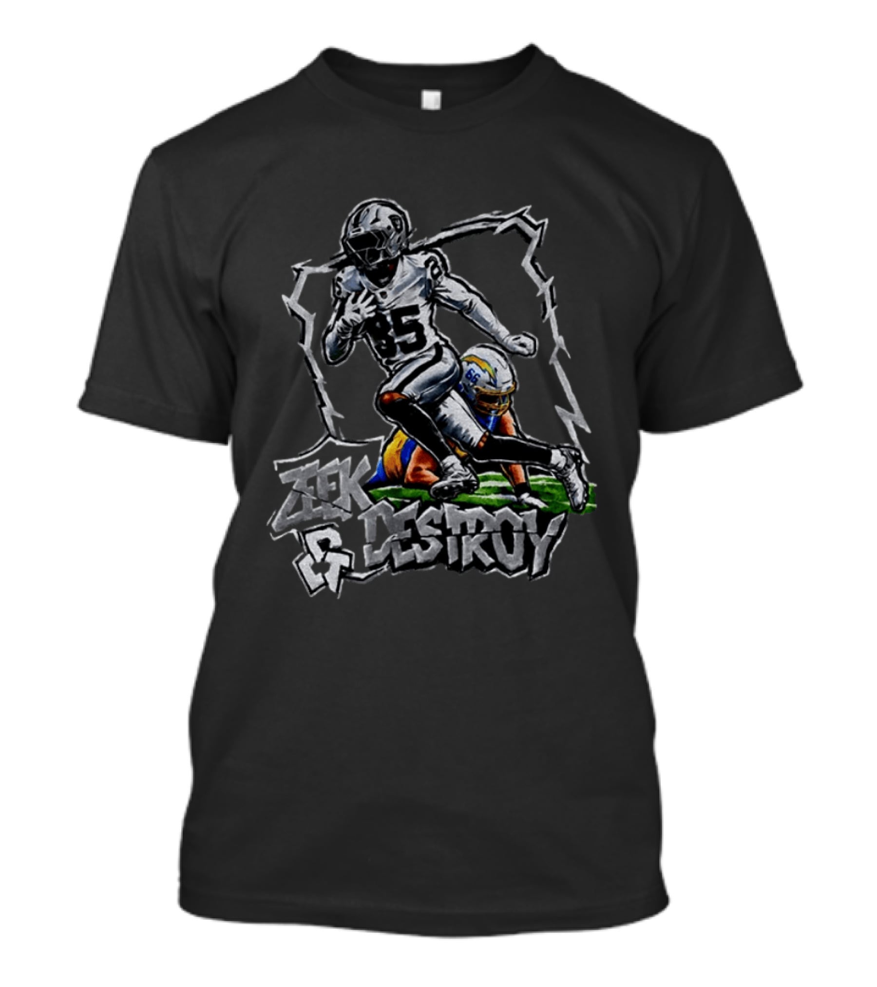 Zeek & Destroy Las Vegas Raiders Vs Los Angeles Rams Football Clash T-Shirt