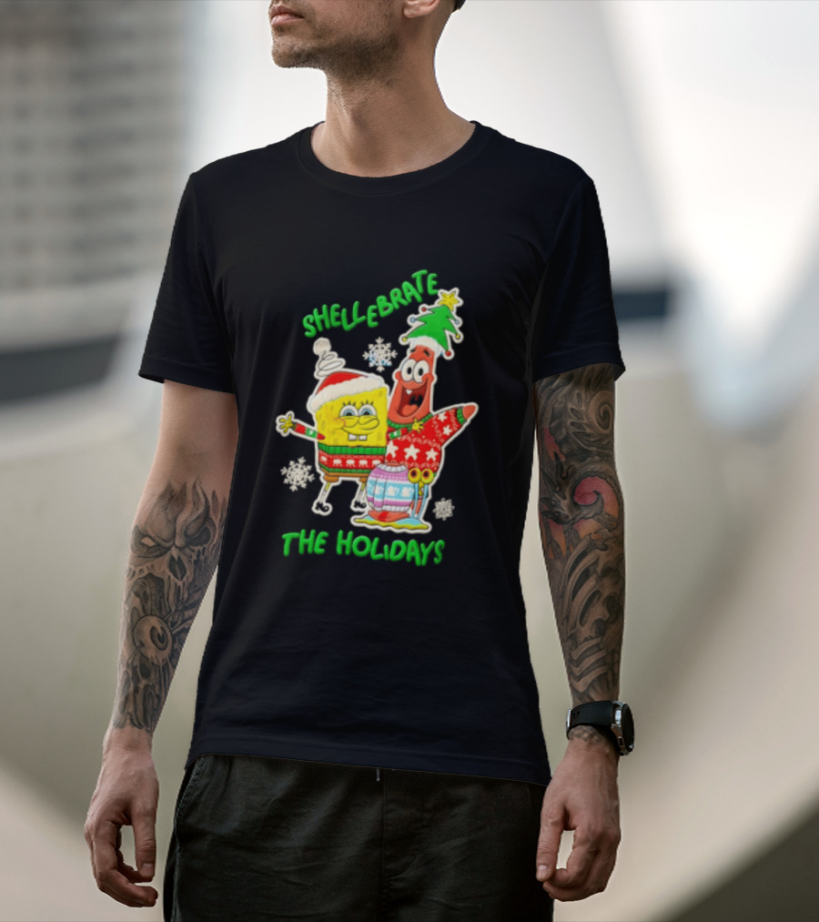 Shellebrate The Holidays With SpongeBob SquarePants And Patrick Star Festive Sweaters T-Shirt