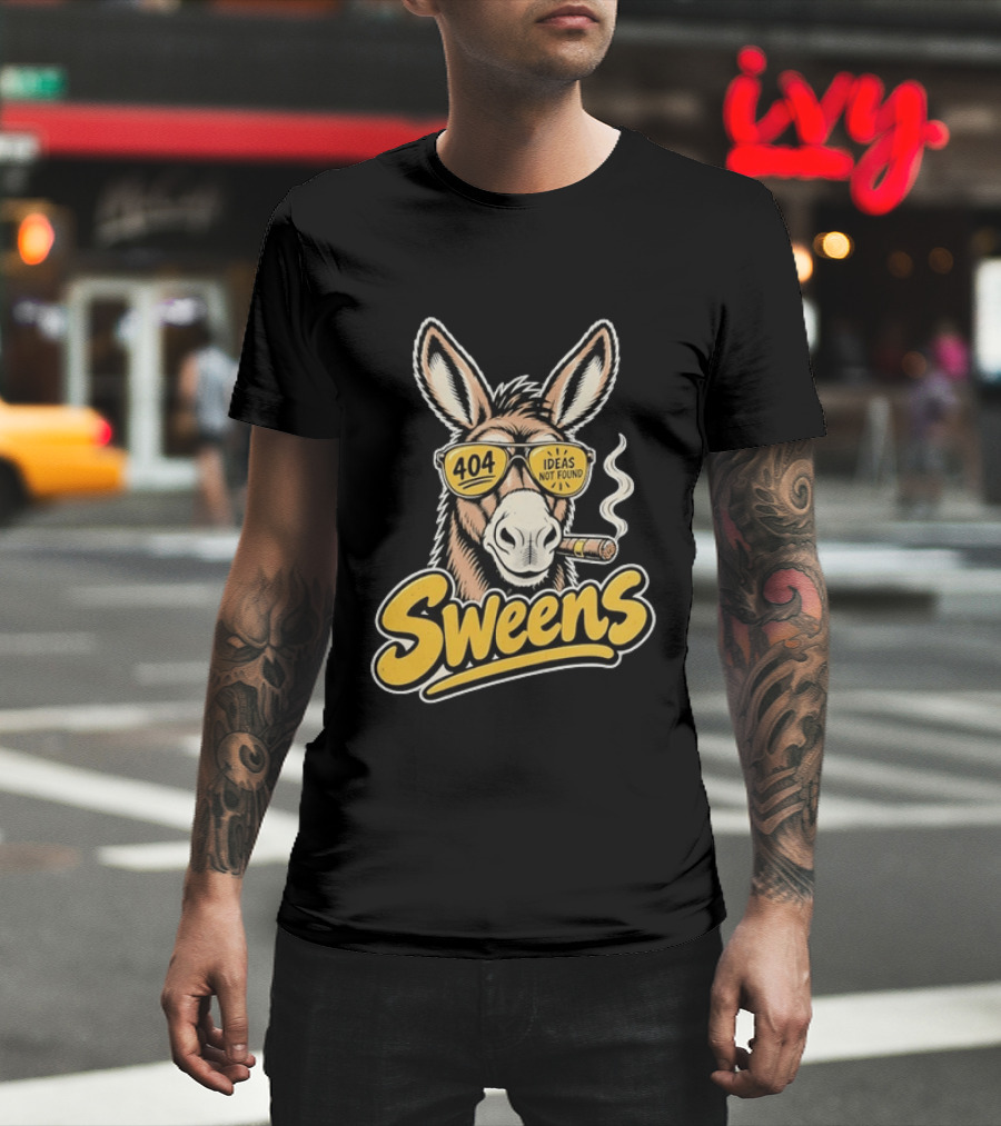 SweenS 404 Ideas Not Found Donkey Cigar Smoking Sunglasses T-Shirt