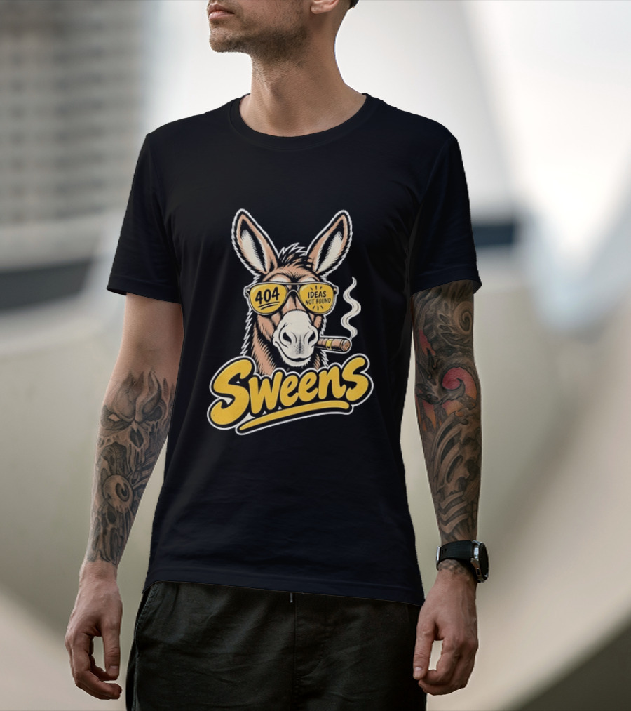 SweenS 404 Ideas Not Found Donkey Cigar Smoking Sunglasses T-Shirt