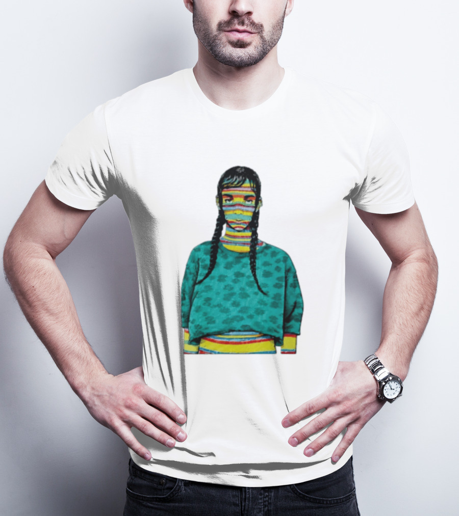 Sicko Last Spring Japan Kai Cenat Striped Face And Braids T-Shirt