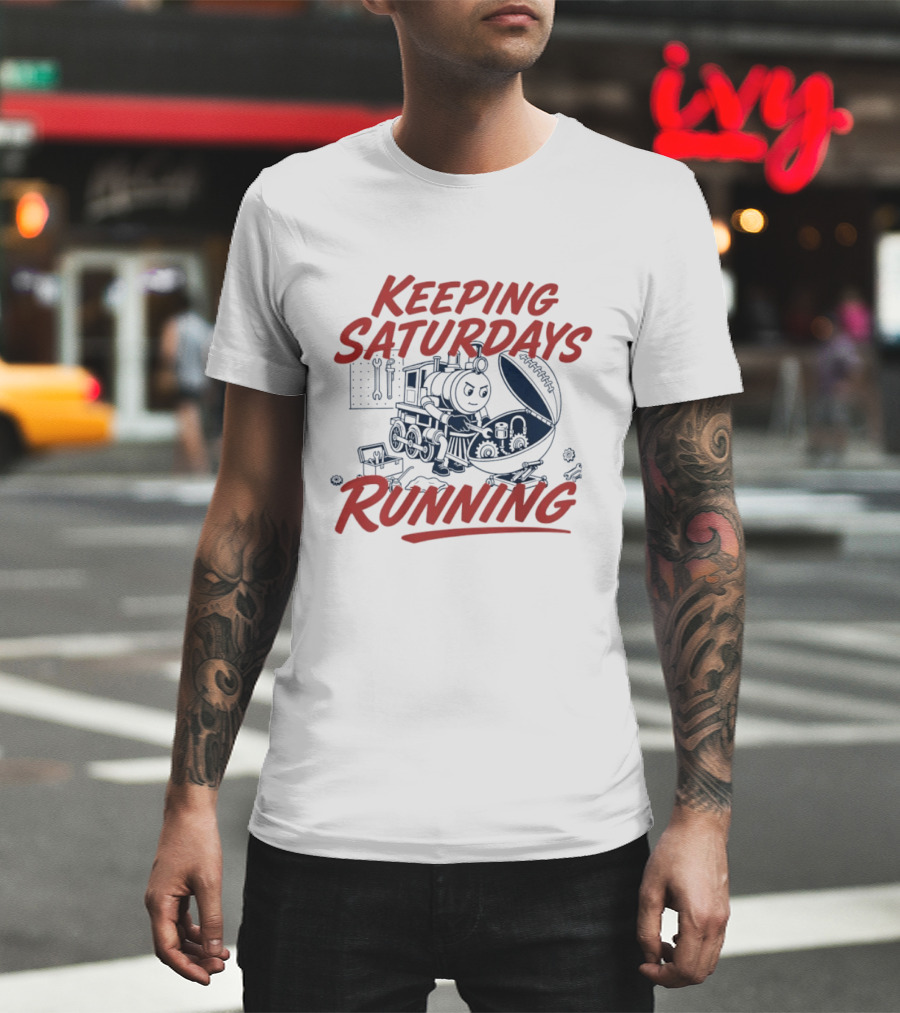 Keeping Saturdays Running Football Train Mechanic Football Train Mechanic Football Train Mechanic T-Shirt