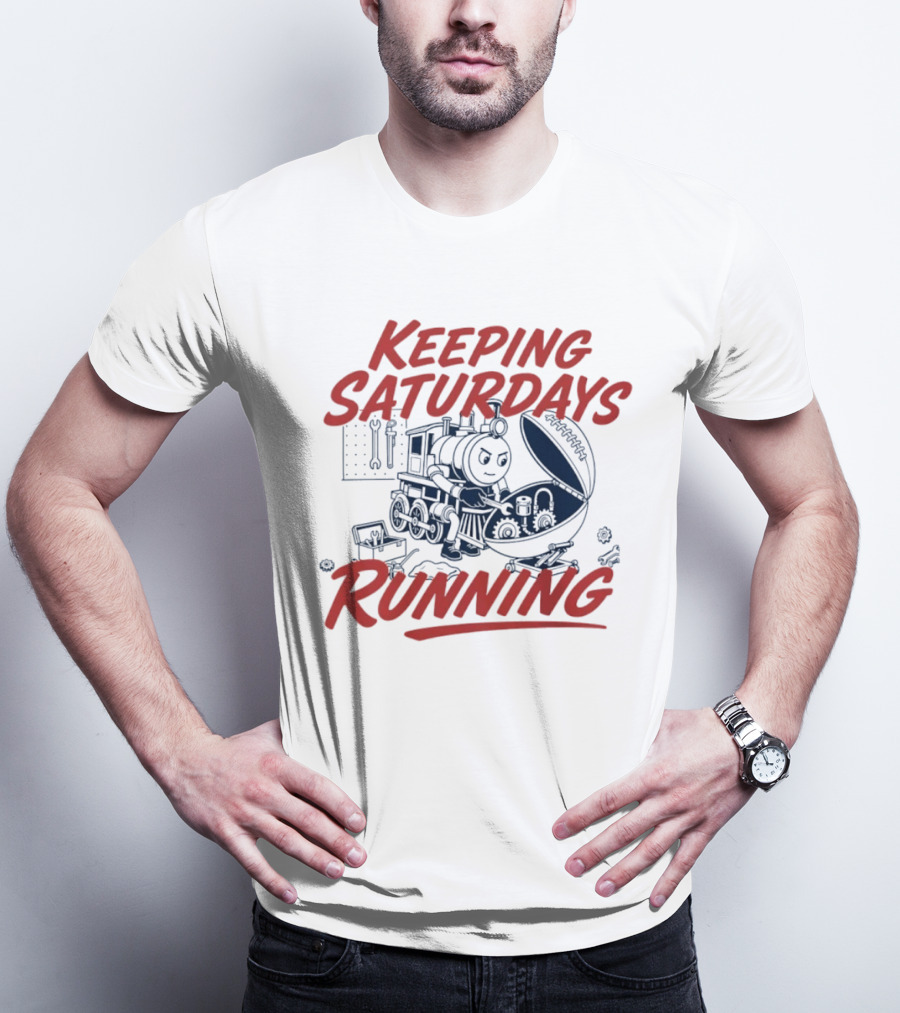 Keeping Saturdays Running Football Train Mechanic Football Train Mechanic Football Train Mechanic T-Shirt