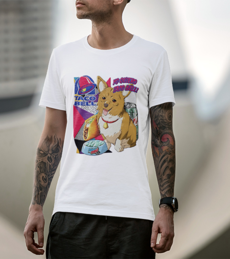 Taco Bell Yo Quiero Taco Bell Brown Corgi Dog Mountain Dew T-Shirt