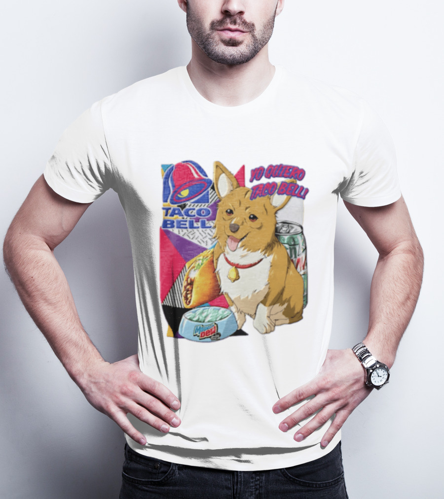 Taco Bell Yo Quiero Taco Bell Brown Corgi Dog Mountain Dew T-Shirt
