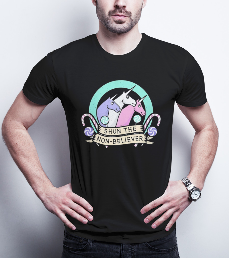 Unicorns Shun The Non Believer Pastel Candy T-Shirt