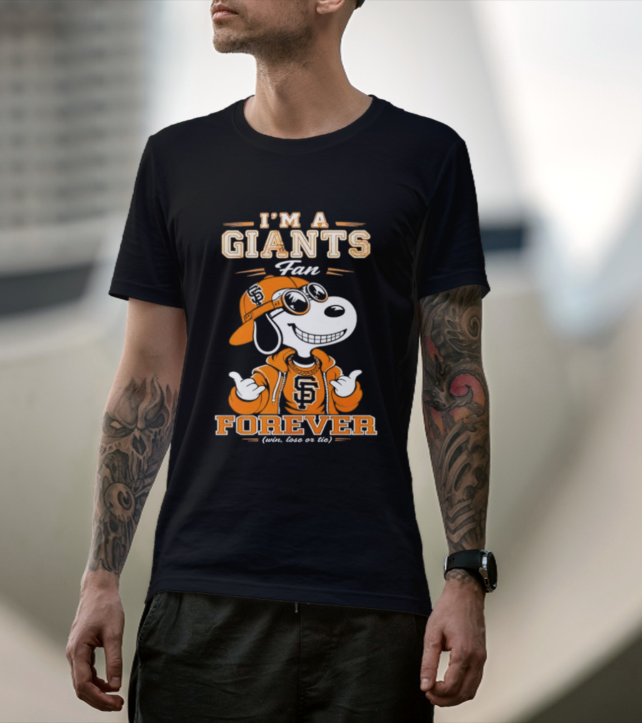 Snoopy I'm A Giants Fan Forever San Francisco Peanuts Baseball T-Shirt
