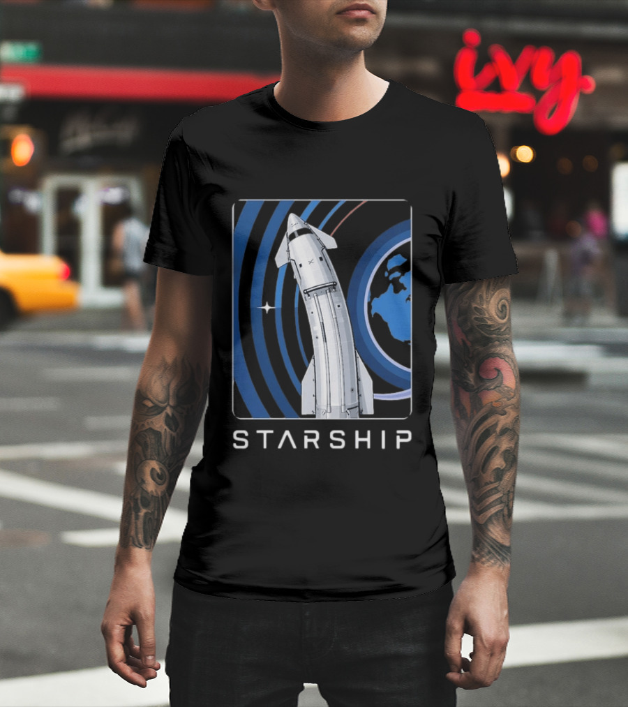 Starship Orbital Flight SpaceX Earth Trajectory T-Shirt