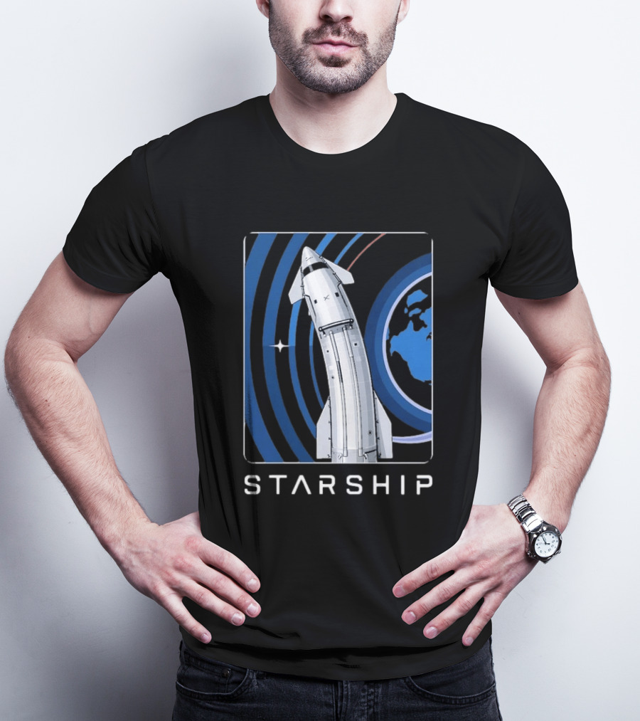 Starship Orbital Flight SpaceX Earth Trajectory T-Shirt