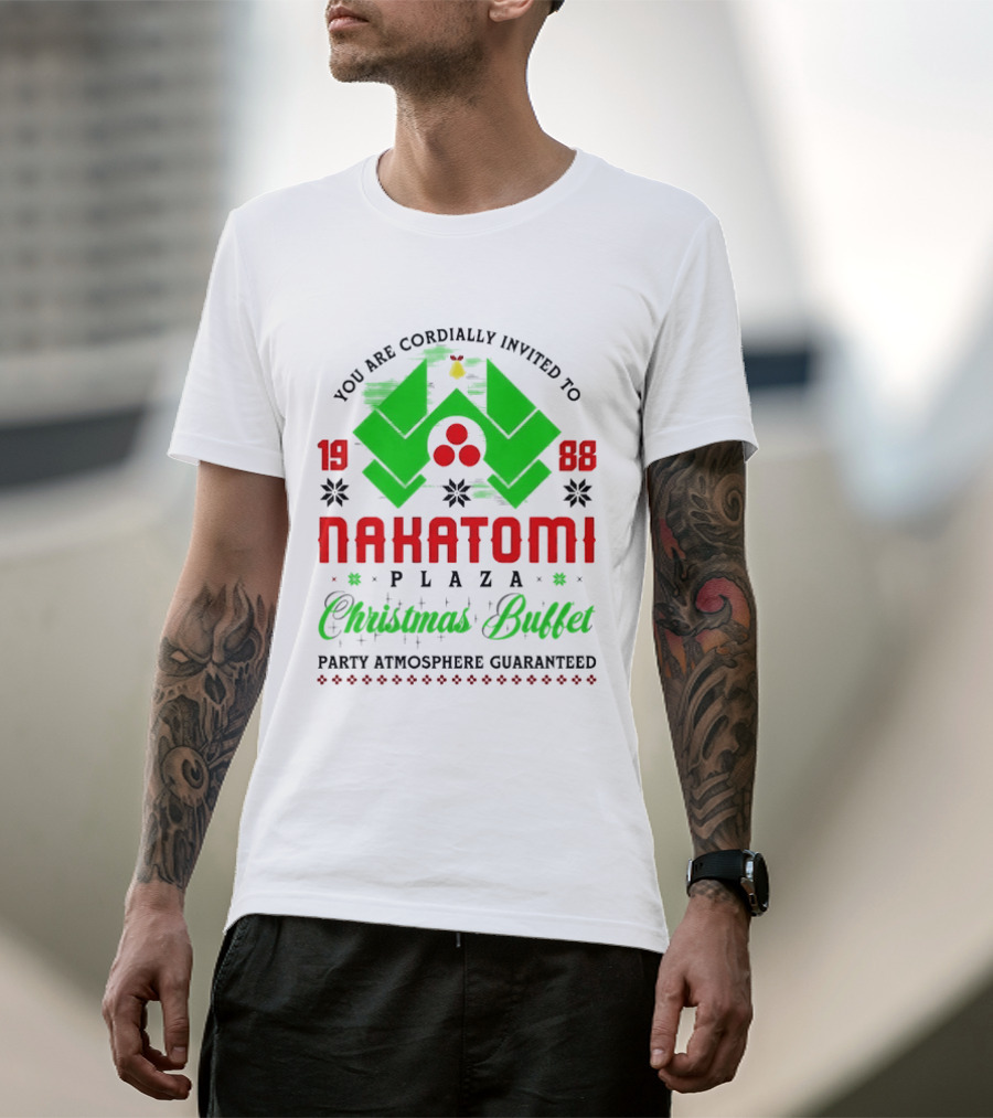1988 Nakatomi Plaza Christmas Buffet Party Atmosphere Guaranteed Invitation T-Shirt