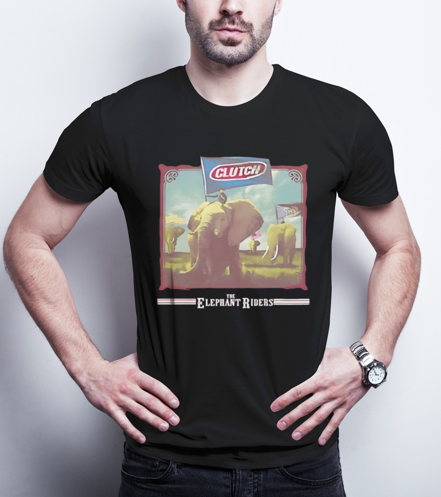 Clutch The Elephant Riders Alternative Metal Rock Music Elephant Banner T-Shirt