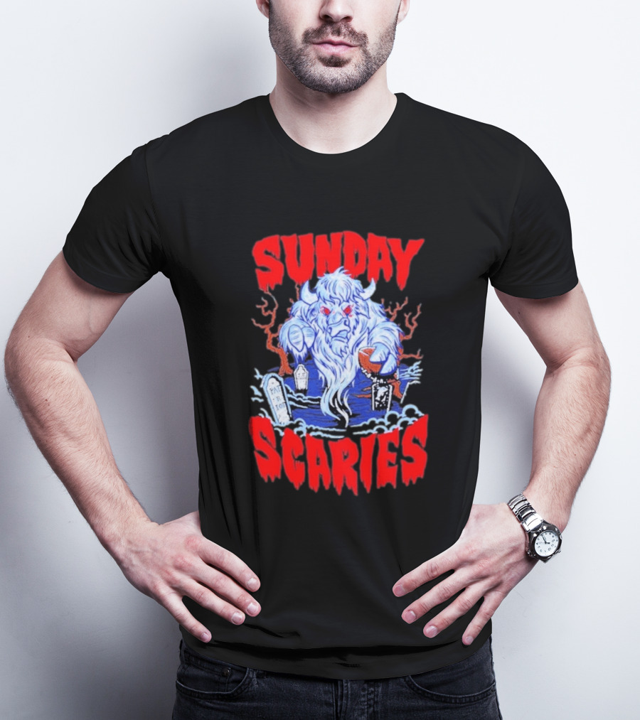 Sunday Scaries Buffalo Football Game Day Frights Lancaster Jeff Schmid T-Shirt