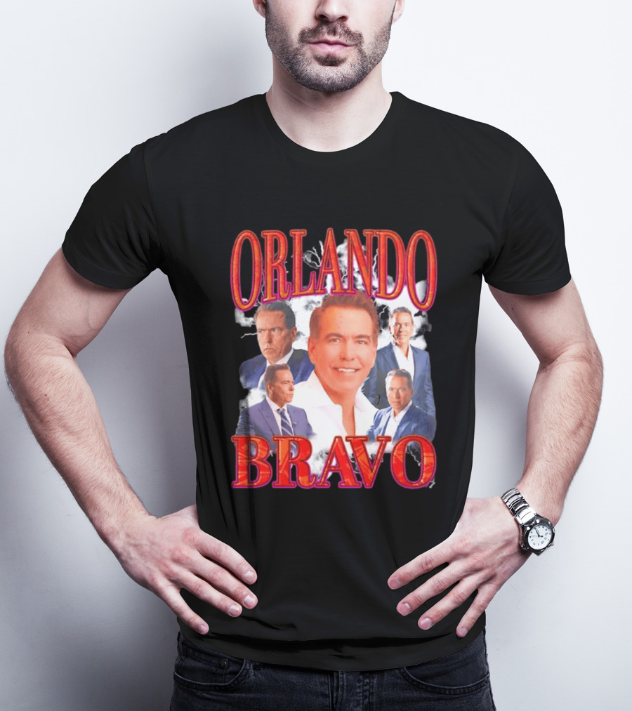Orlando Bravo Red Text Multiple Portraits T-Shirt