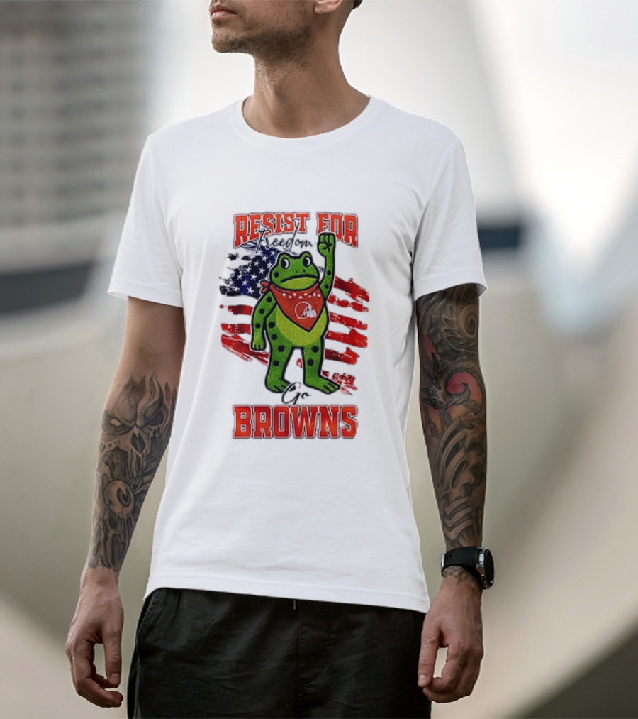 Resist For Cleveland Browns Portland Frog American Flag T-Shirt