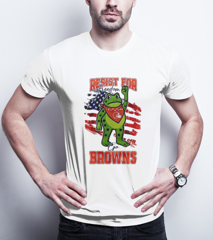 Resist For Cleveland Browns Portland Frog American Flag T-Shirt