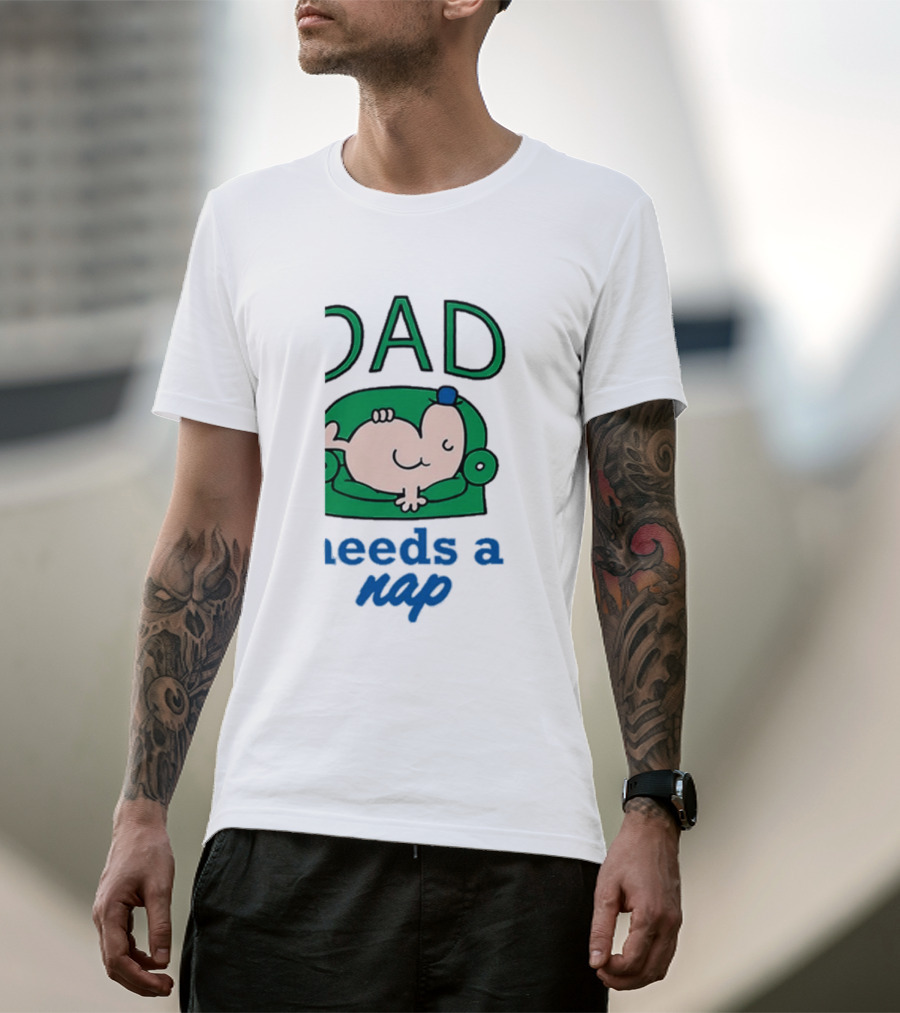 Dad Needs A Nap Cute Cartoon Sleeping Couch T-Shirt