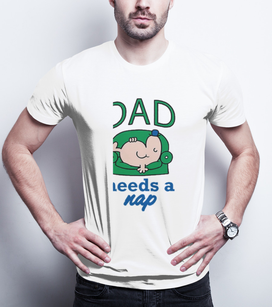 Dad Needs A Nap Cute Cartoon Sleeping Couch T-Shirt