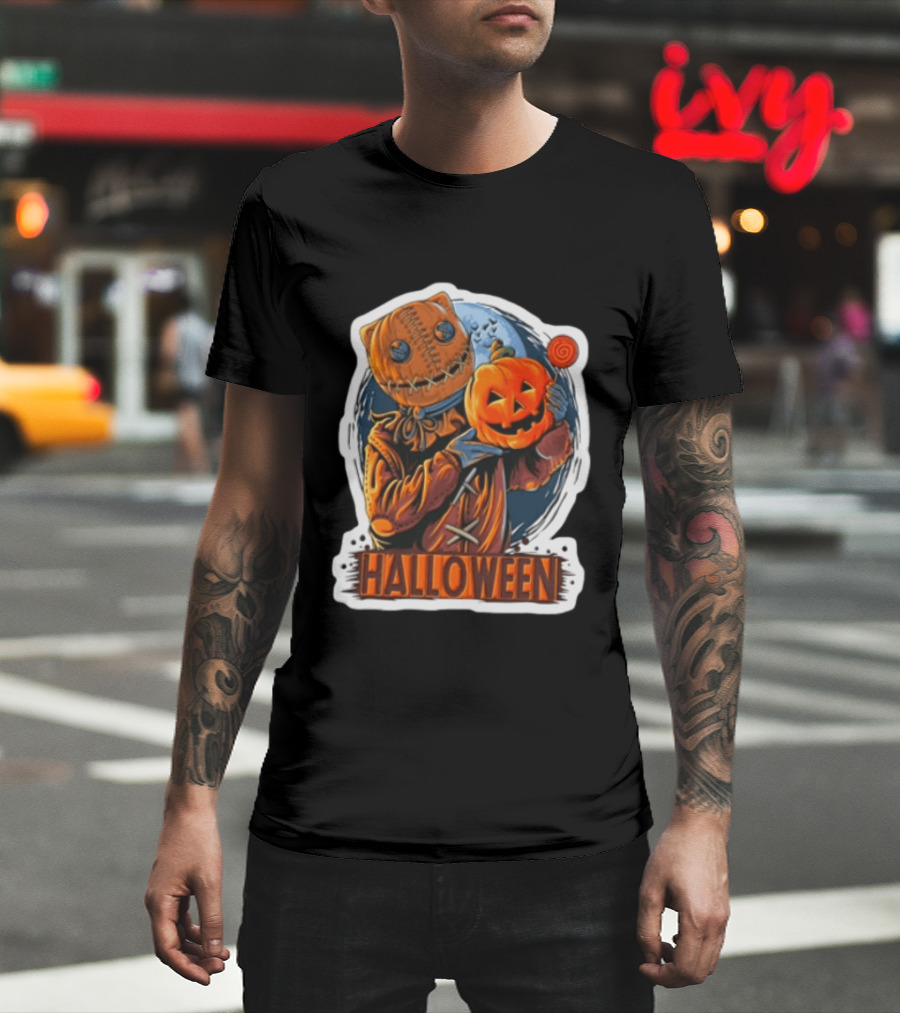 Halloween Sackman Pumpkin Lollipop Full Moon T-Shirt