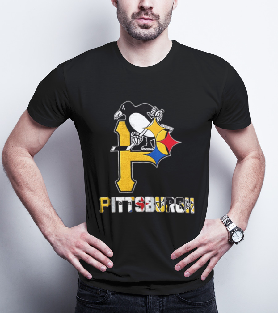 Pittsburgh Penguins Steelers P Logo Sport Map Iconic Team T-Shirt