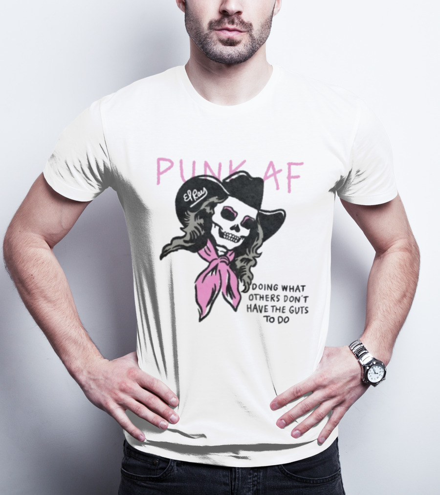 Punk AF Skeleton Cowboy Doing What Others Don't Have The Guts To Do T-Shirt