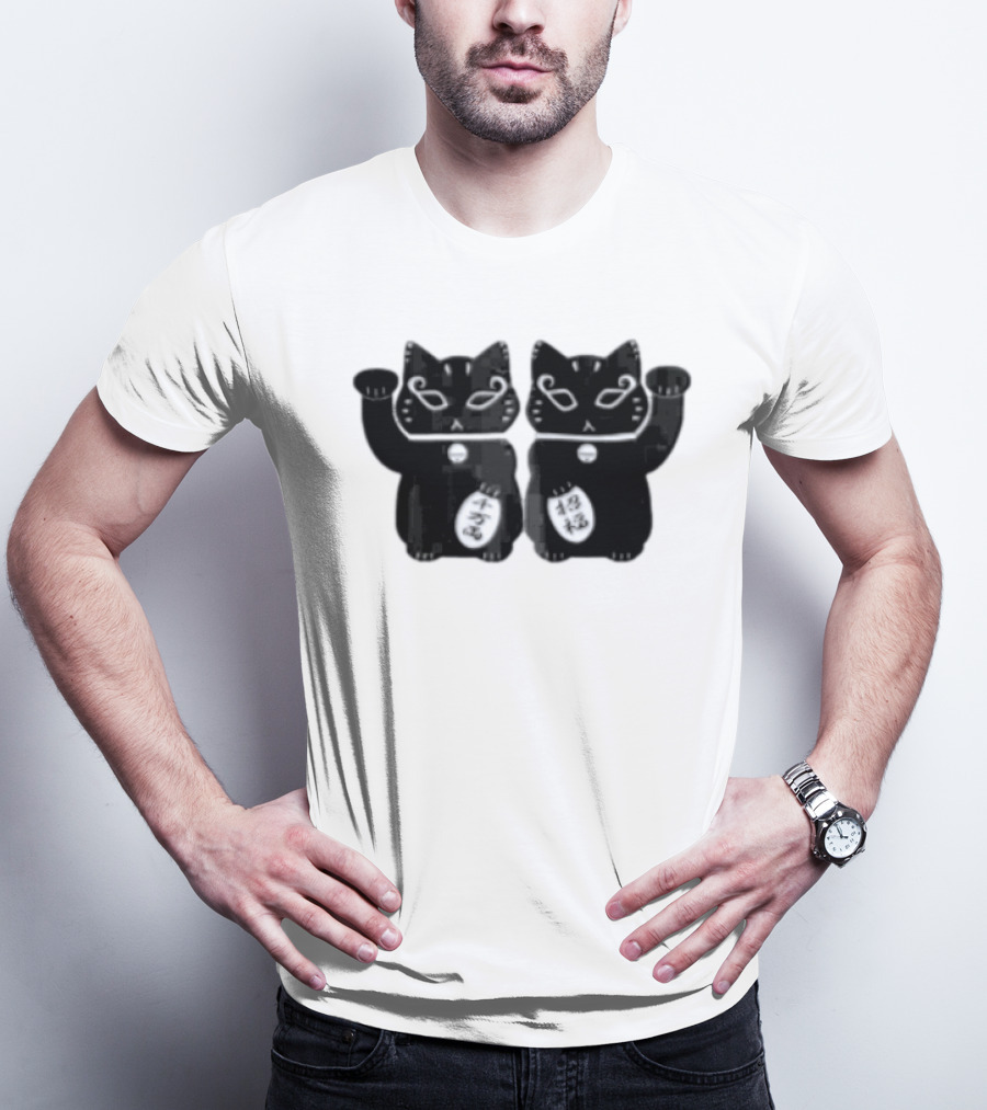 Maneki Neko Lucky Black Cat With Coin T-Shirt