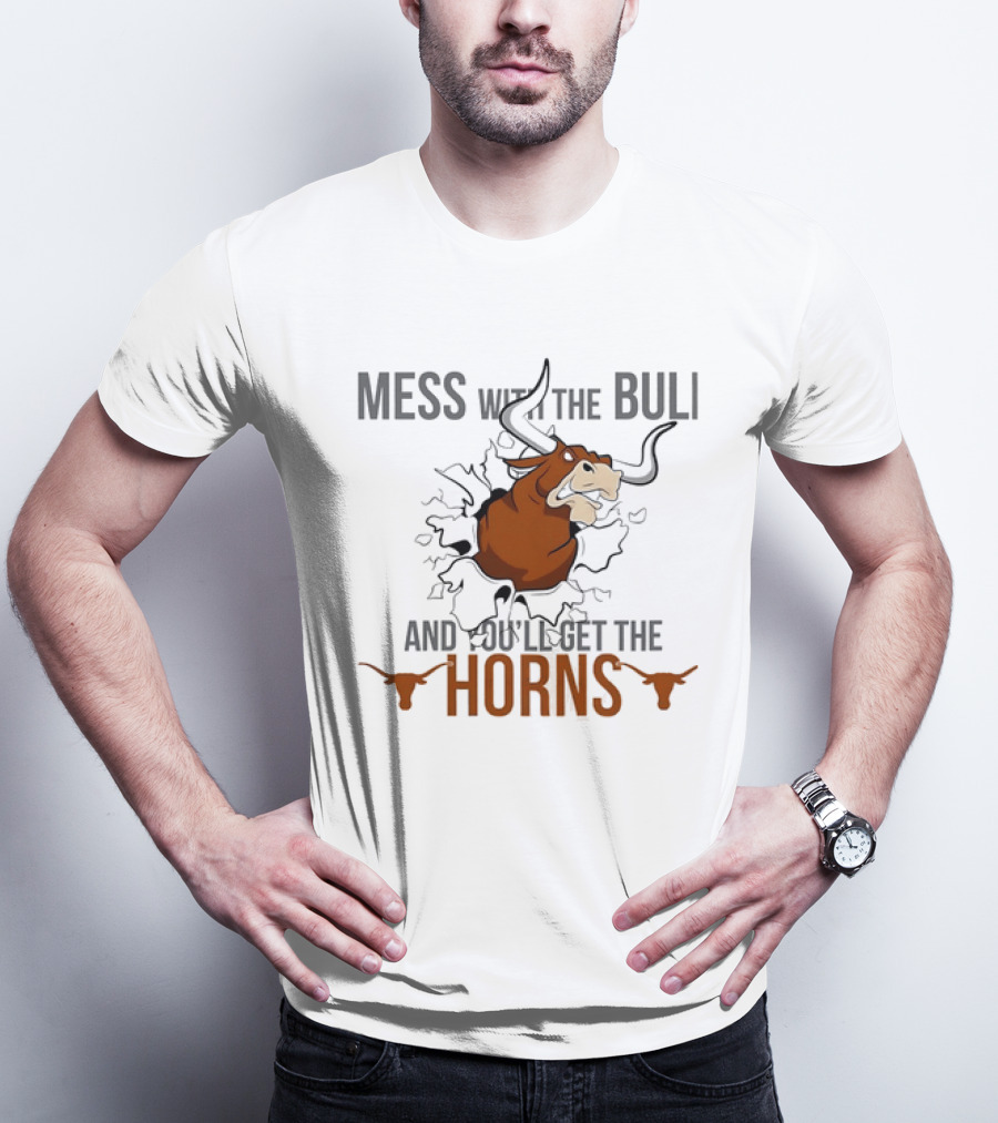 Mess With The Bull And You'll Get The Horns Bull Breaking Through Wall T-Shirt