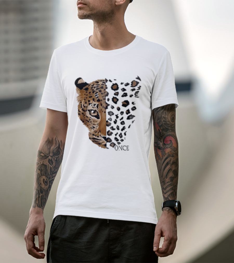 Once Leopard Face Half Animal Half Spots T-Shirt