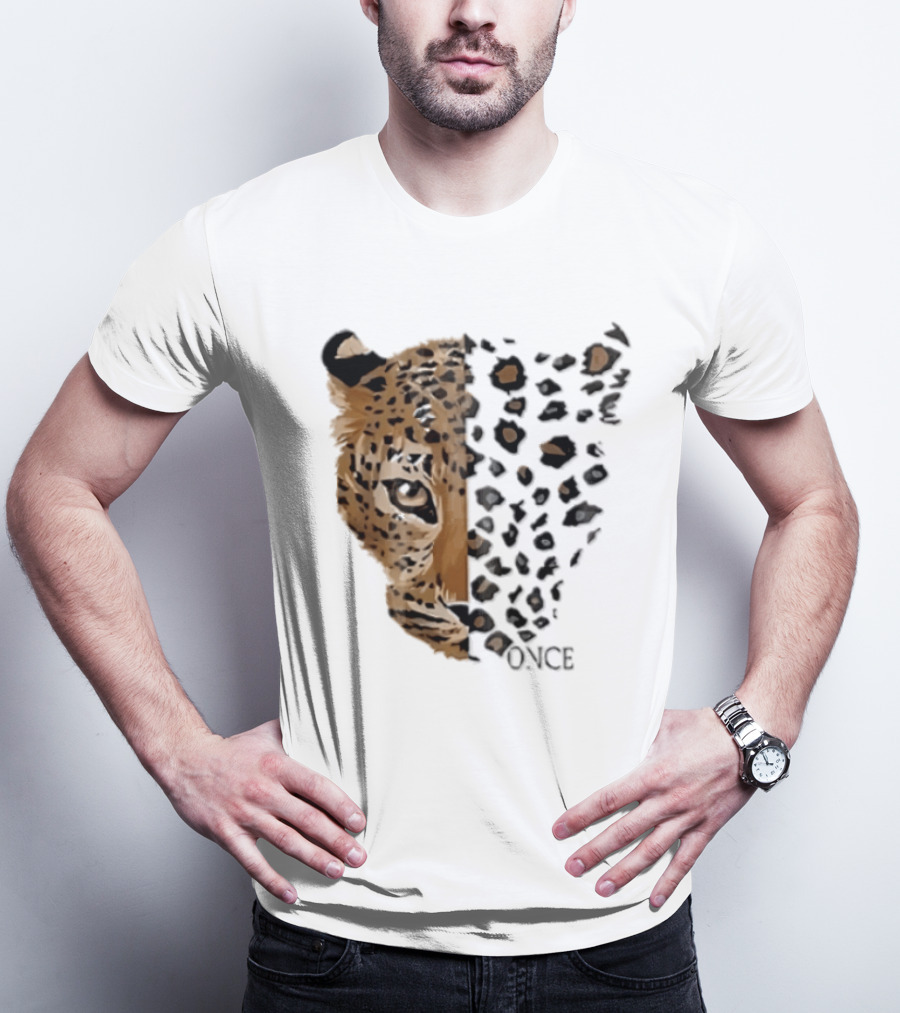 Once Leopard Face Half Animal Half Spots T-Shirt