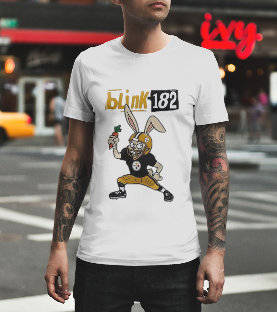 Blink 182 Pittsburgh Steelers Rabbit Football T-Shirt