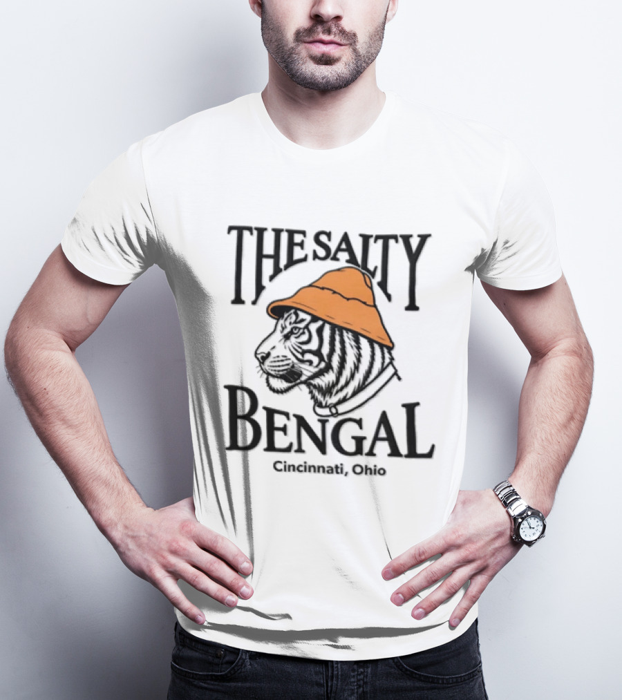 The Salty Bengal Tiger Fisherman Hat Cincinnati Ohio T-Shirt