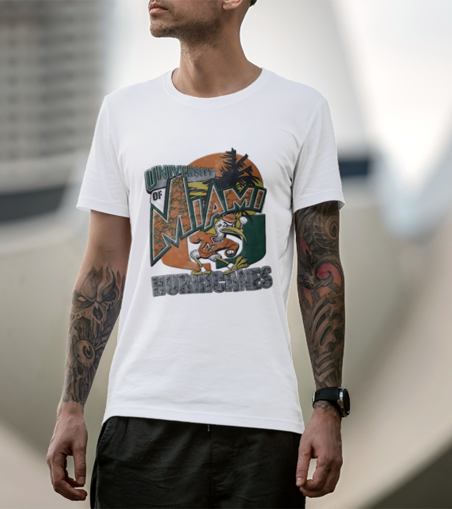 University Of Miami Hurricanes Sebastian Ibis Palm Tree T-Shirt