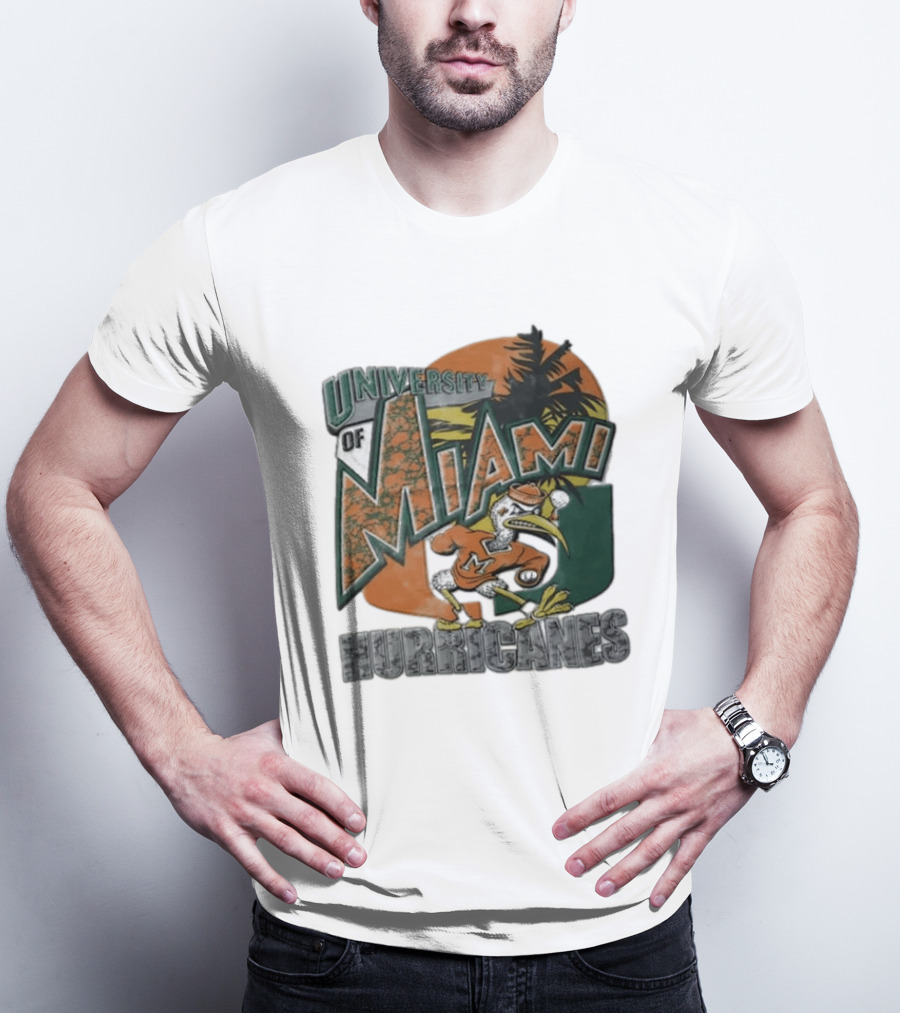 University Of Miami Hurricanes Sebastian Ibis Palm Tree T-Shirt