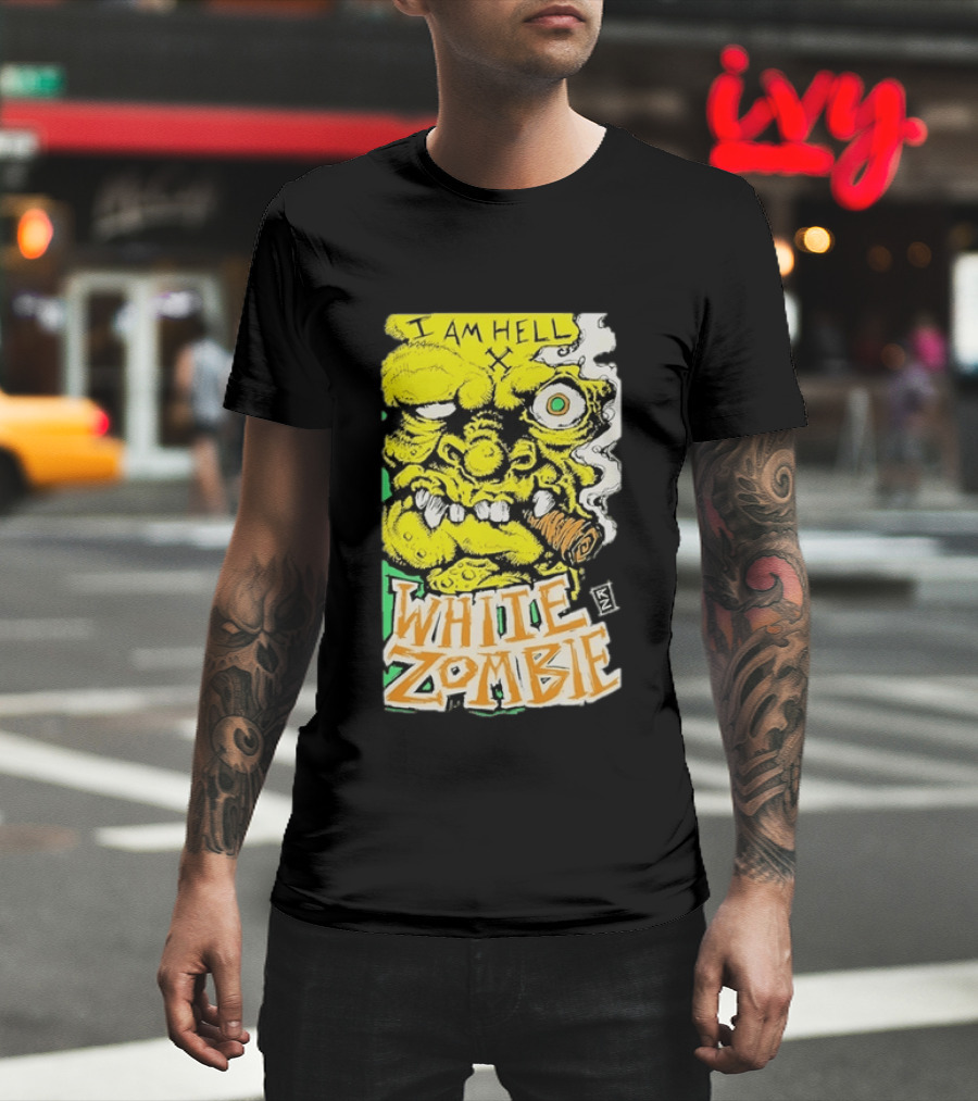 White Zombie I Am Hell Heavy Metal Band Artwork Monster Face T-Shirt