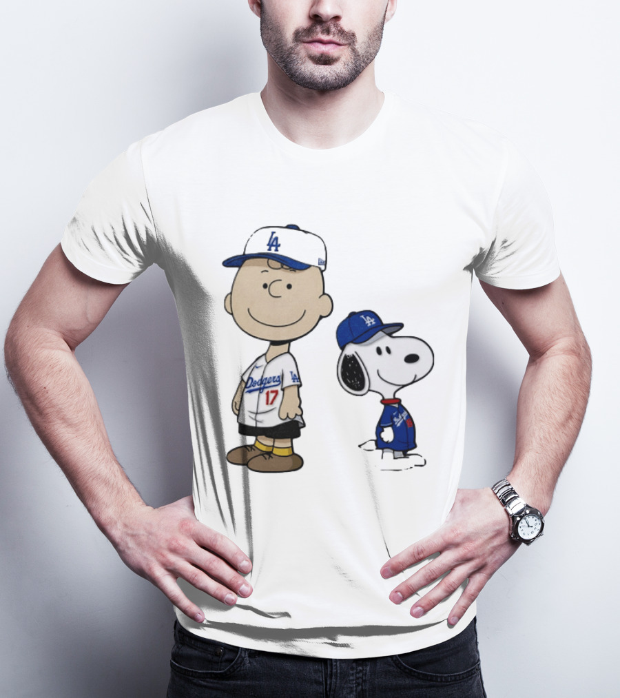 Charlie Brown Snoopy Los Angeles Dodgers MLB Baseball Peanuts Cartoon T-Shirt
