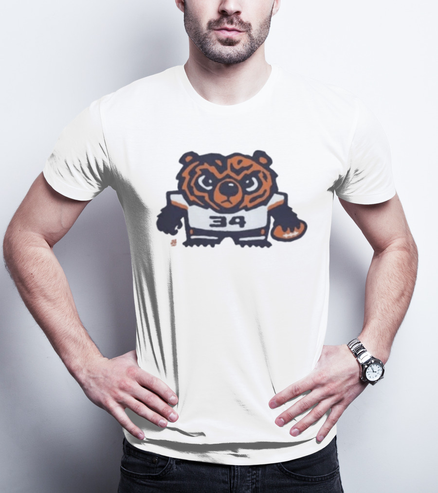 Chicago Bears Number 34 Bear Holding Football T-Shirt