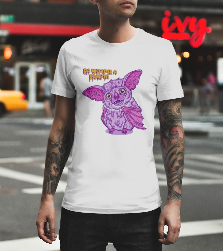 Da Woad Is A Bampya Purple Bat Vampire Cartoon T-Shirt