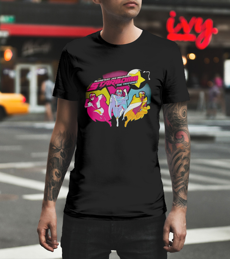 Planetary Jam Squadron Starbomb The Tryforce Retro Heroes T-Shirt