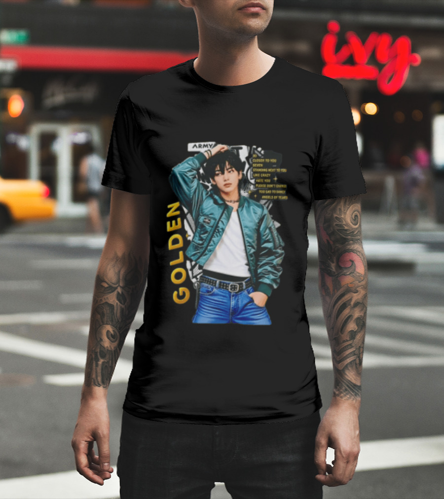 Jungkook Seven Golden Army Bomber Jacket Fashion Trend T-Shirt