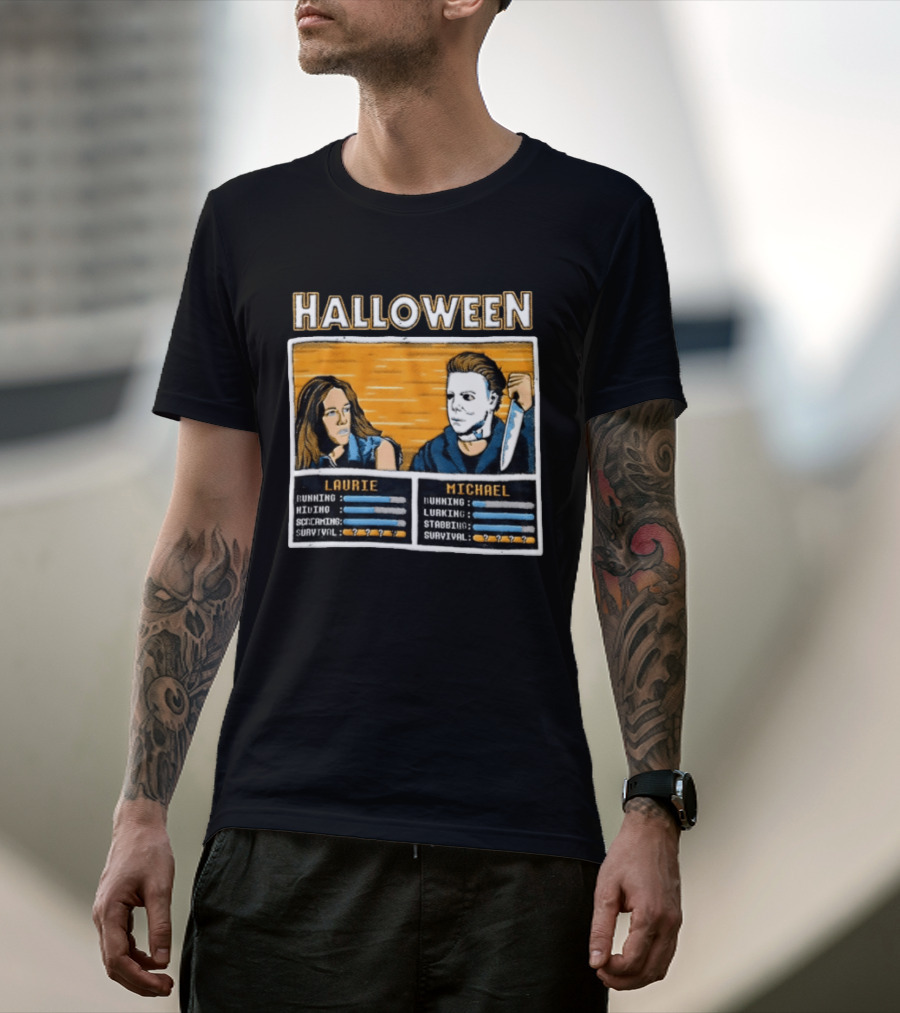 Halloween Laurie Michael Jamie Lee Curtis Michael Myers Stats Survival Horror T-Shirt