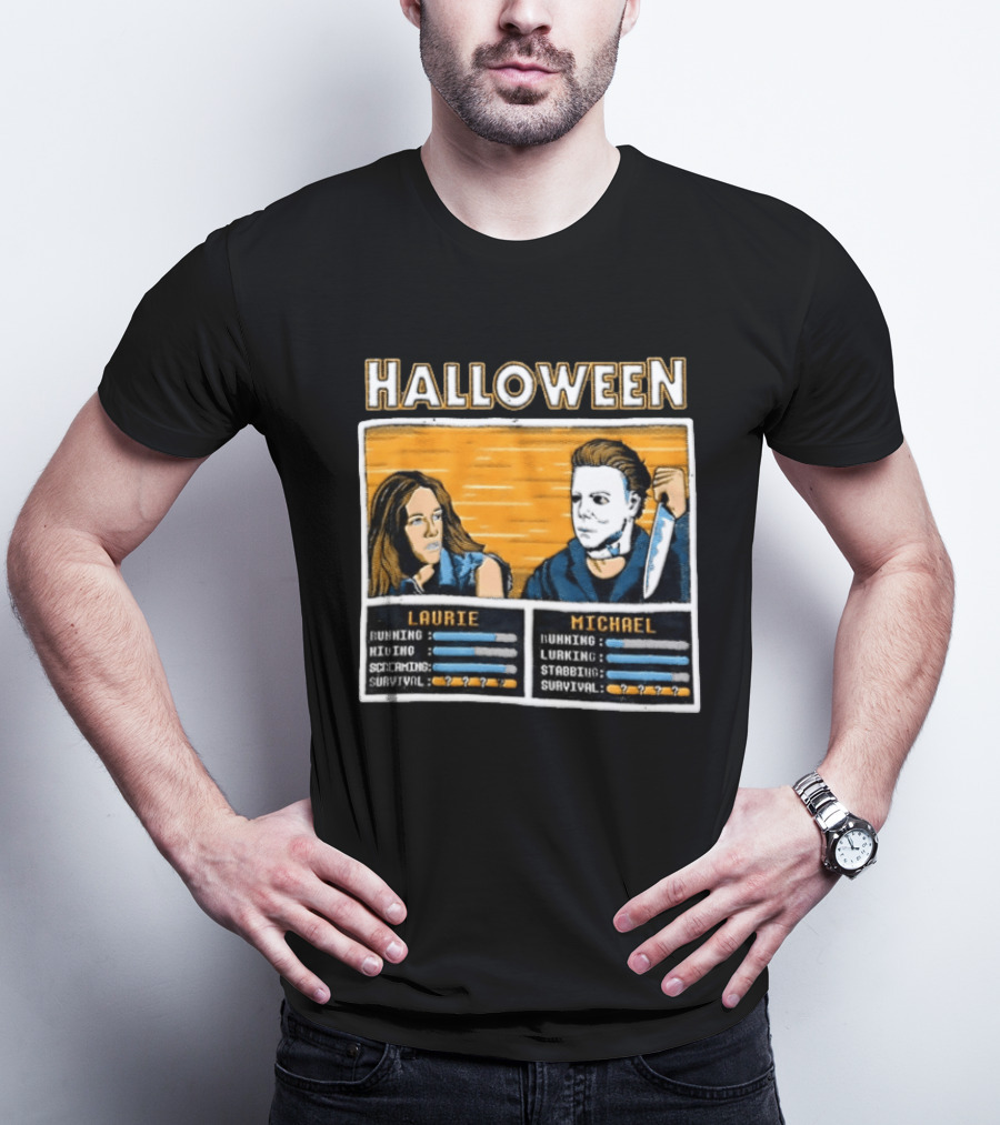 Halloween Laurie Michael Jamie Lee Curtis Michael Myers Stats Survival Horror T-Shirt
