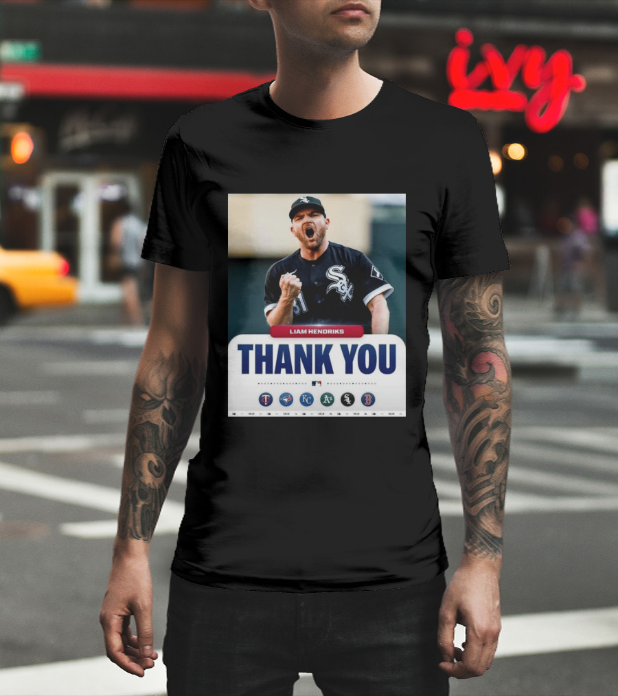 MLB Thank You Liam Hendriks Chicago White Sox Tribute With Team Logos T-Shirt
