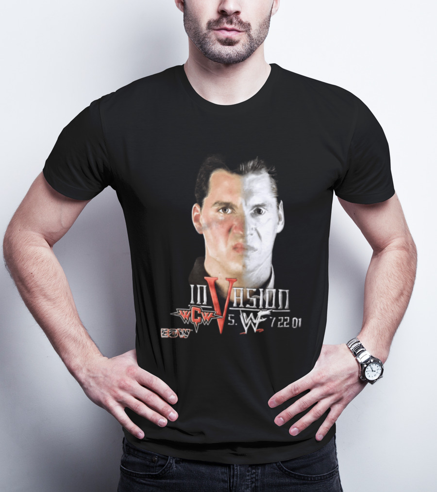 WCW Vs WWF Invasion July 22 2001 Vince McMahon ECW Wrestling Event T-Shirt