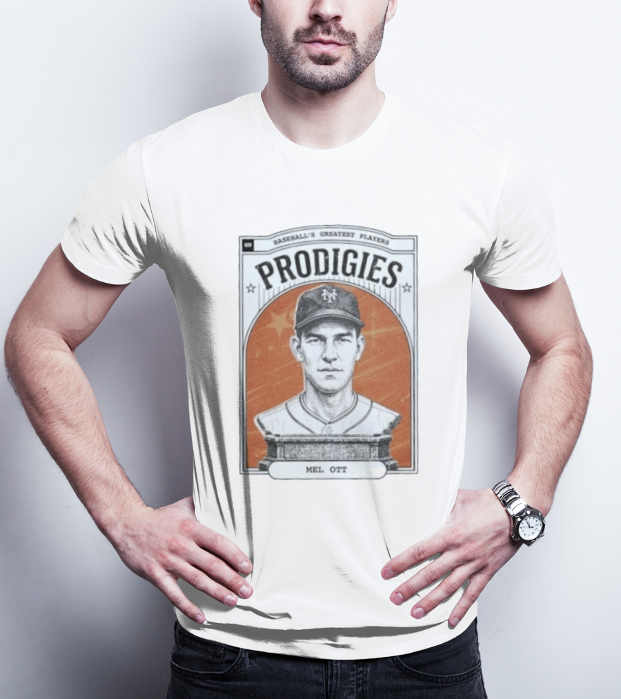 Baseball's Greatest Players Prodigies Mel Ott Vintage NY Landmark T-Shirt