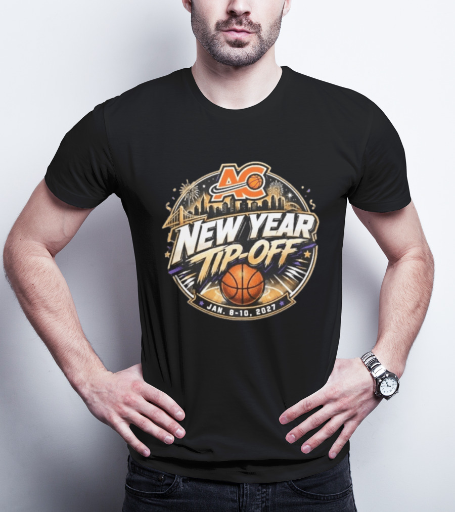 ACB New Year Tip Off 2027 Jan 8 10 Basketball Skyline Fireworks T-Shirt