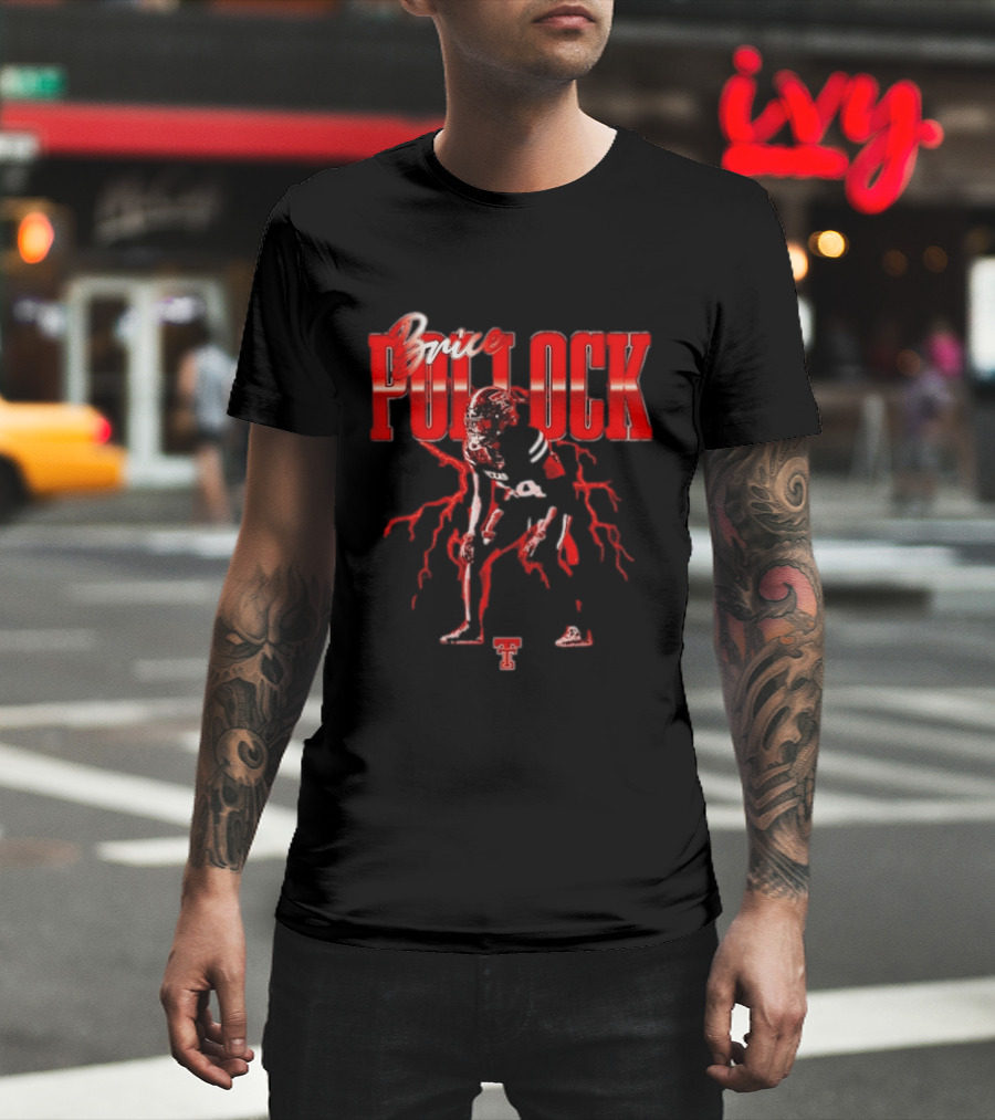 Brice Pollock Texas Tech Red Raiders Football Player Art With Team T-Shirt