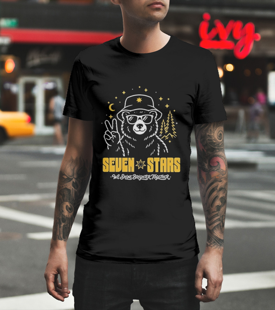 Seven Stars Peaceful Bear At Night We Shine Brighter Together T-Shirt
