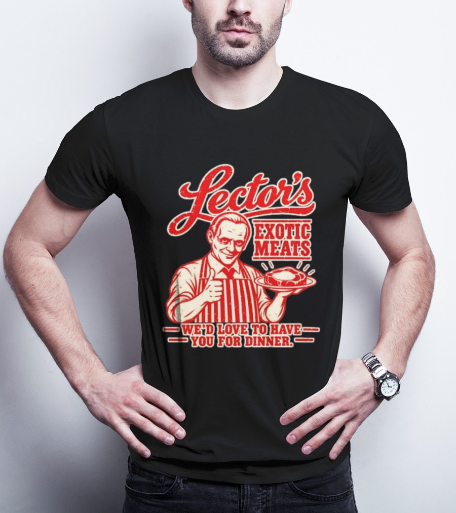Lector's Exotic Meats We'd Love To Have You For Dinner Distressed T-Shirt