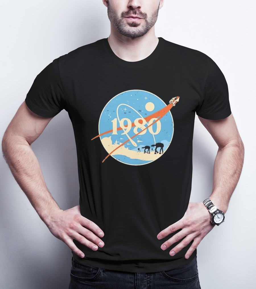 Star Wars 1980 Space Mission Inspired By Empire Strikes Back NASA Style Logo With AT AT Walkers T-Shirt
