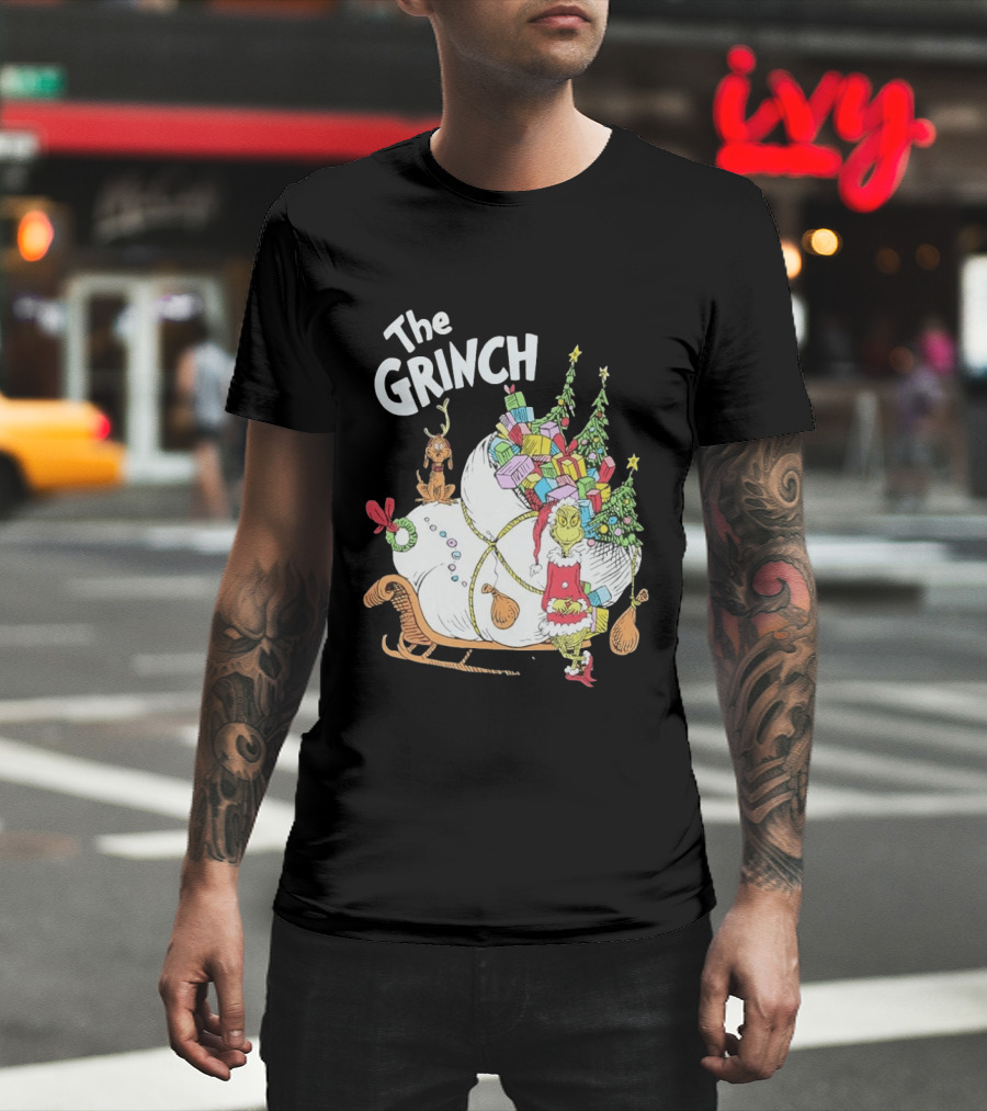 The Grinch Christmas Sleigh With Max And Presents T-Shirt